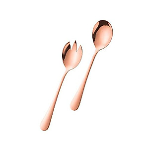 ARFUKA Salad Servers Salad Spoons and Fork Set Stainless Steel Serving Utensils for Salad Gravies or Pasta Rose Gold