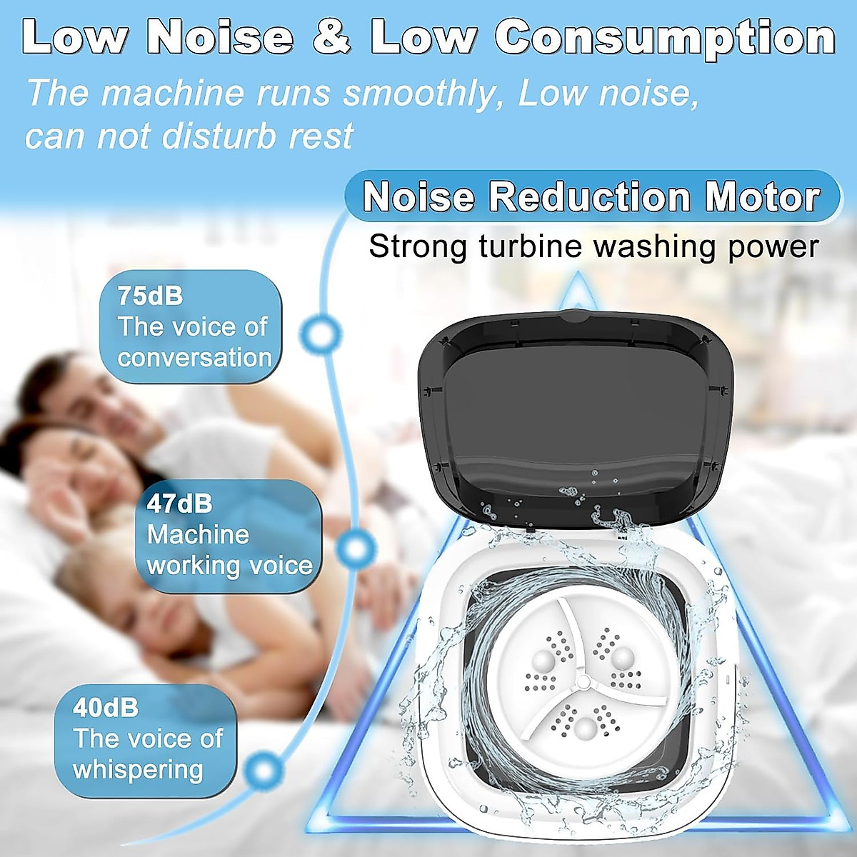 Portable Washing Machine, 10L Mini Washer and Dryer Foldable Washer Machine, Small Washer, Bucket Laundry Machine with Deep Cleaning for Baby Clothes, Underwear, Socks, RV, Grey