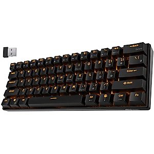 RK ROYAL KLUDGE RK61 Wireless 60% Triple Mode BT5.0/2.4G/USB-C Mechanical Keyboard, 61 Keys Wireless Mechanical Keyboard, Compact Gaming Keyboard with Software (Hot Swappable Blue Switch, Black)