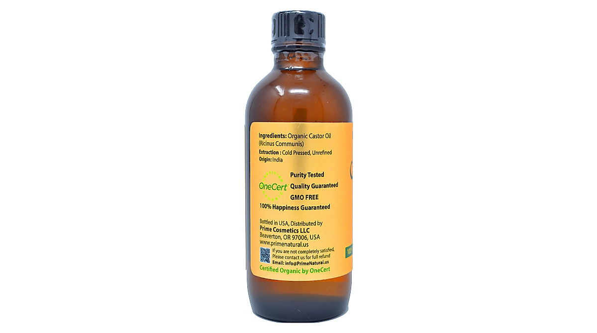 PRIME NATURAL Organic Castor Oil - USDA Certified