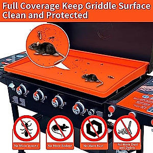 Wrpaulk 36" Silicone Griddle Mat Cover for Blackstone,Full Coverage Food Grade Griddle Grill Mat,Protects Grill Year-Round from anmial,Debris and Rust,Color:Orange