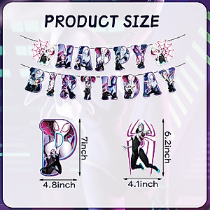 Spider Girl Party Supplies Spider Gwen Happy Birthday Banner Hanging Swirls for Ghost Spider Birthday Decorations