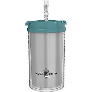 32 oz Double Walled Hospital Mug with Straw - Teal Lid and Handle - Mugs N Coffee