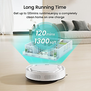 Lefant Robot Vacuums, 2200Pa Strong Suction, 120 Mins Runtime, Automatic Self-Charging, Slim, Quiet, Wi-Fi/App/Alexa/Remote Control, Ideal for Pet Hair Hard Floor and Daily Cleaning, M210 Pro