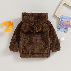 Toddler Baby Girls Boys Fleece Coat Infant Faux Fur Zip Up Long Sleeve Sherpa Jacket Fall Winter Warm Outerwear (Brown , 2-3 Years )
