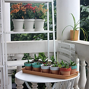 BangQiao 18 Inch Plastic Rectangular Planter Pot Saucer Tray for Indoor and Outdoor Plants, Pack of 3, Terracotta