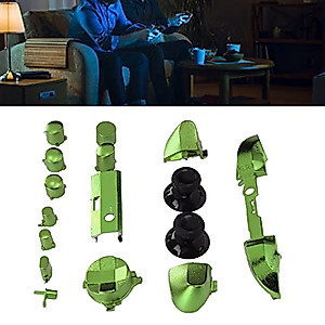 Full Game Controller Plating Button Set, Beautiful Appearance Game Handle Accessories Compatible Unique for Series X(Electroplating Green)