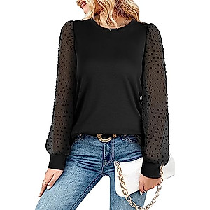 WIHOLL Black Fall Clothes for Women 2023 Loose Fits Long Sleeve Tunic Tops Dressy Casual S