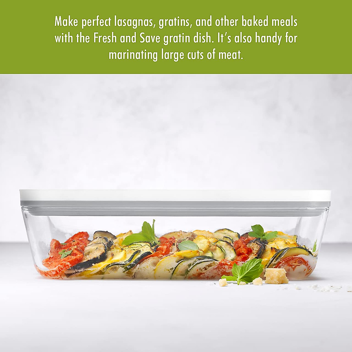 ZWILLING Fresh & Save Large Vacuum Sealer Container, Casserole Dish with Lid, Brownie Pan, Lasagna Pan, Pizza Pan, 11.5 x 7.9 x 3.2-inch