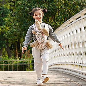 GAGAKU Baby Doll Carrier Front and Back Stuffed Animal Carriers for Little Girls - Pink