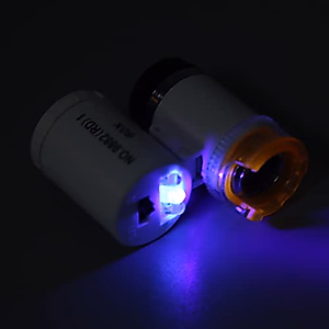 Portable 60 X Clearer Imaging Wide Irradiation Range Microscope with Money Detect Function[White], Handheld Mini LED Illuminated Microscope, Magnifying Glass Microscope Pocket Microscope Mini Mic