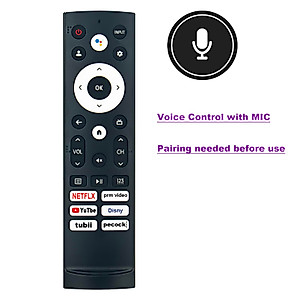 ERF3V90H 299843 Voice Command Remote Control Replacement compatible with Hisense Android Smart TV 65A65H 75A6H 55U7G 85U7H 75U65H 85A66GUA 65U7G 75U6H 55U8H 65A6H 55U7H 75U68H 75U7H 43A53FUA 43A68H