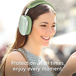 Silicone Case Cover for AirPods Max Headphones, Clear Soft TPU Ear Cups Cover/Ear Pad Case Cover/Headband Cover for AirPods Max, Transparent Accessories Silicone Protector for Apple AirPods Max, Green