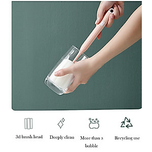 AKOAK 1 Pack Sponge Cleaning Brush, Plastic Handle Baby Bottle Brush, 360 Degree Rotation, Suitable for Goblet, Tea Cup, Household Cleaning Tool (Pink)