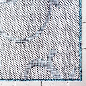 Unique Loom Outdoor Botanical Collection Area Rug - Curl (9' x 12' Rectangle, Teal/ Ivory)