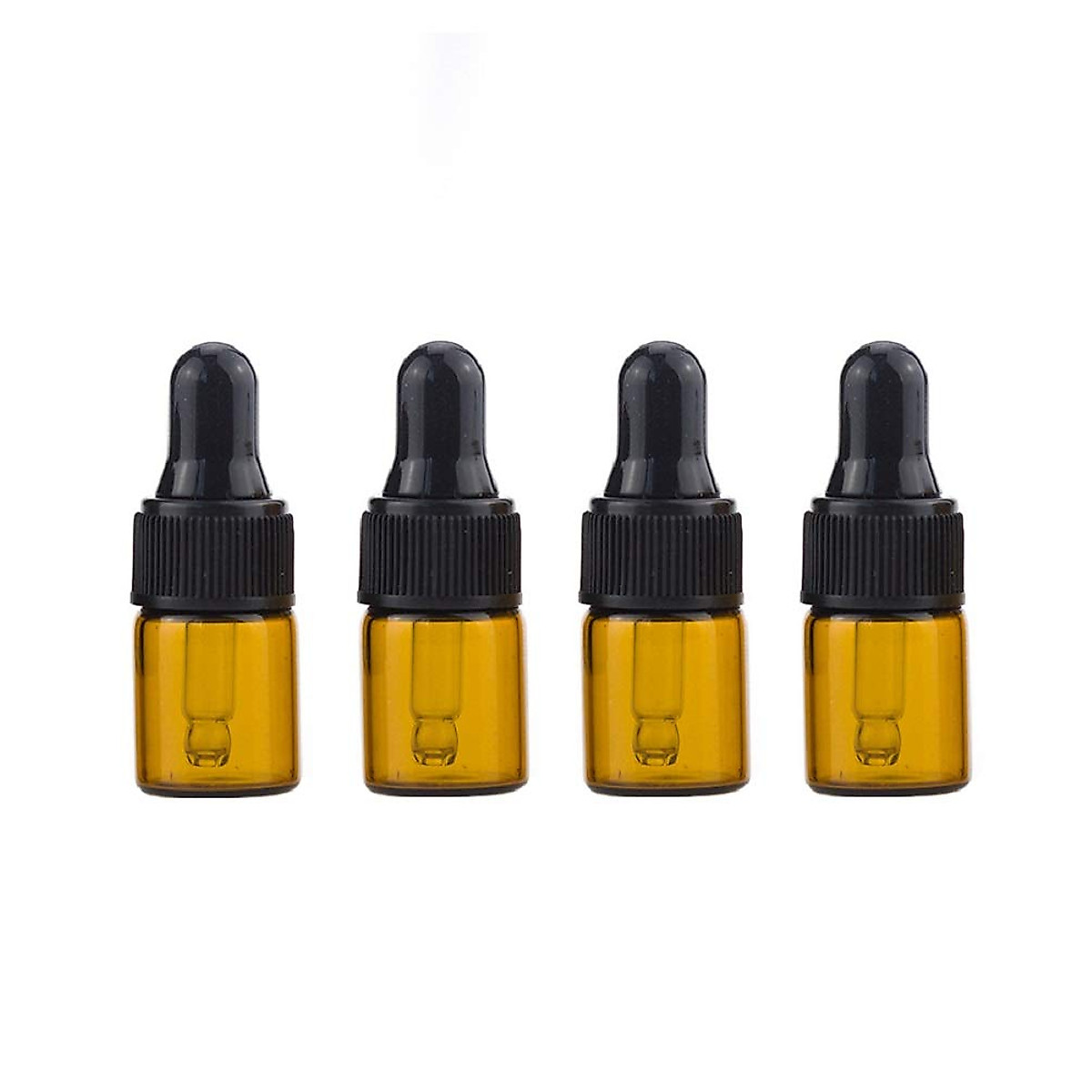 50Pcs 2ml Amber Glass Dropping Bottles Mini Essential Oil Dropper Bottles Empty Travel Perfume Sample Vials Containers with Glass Eye Dropper and Cap in Box(2 Droppers Included)