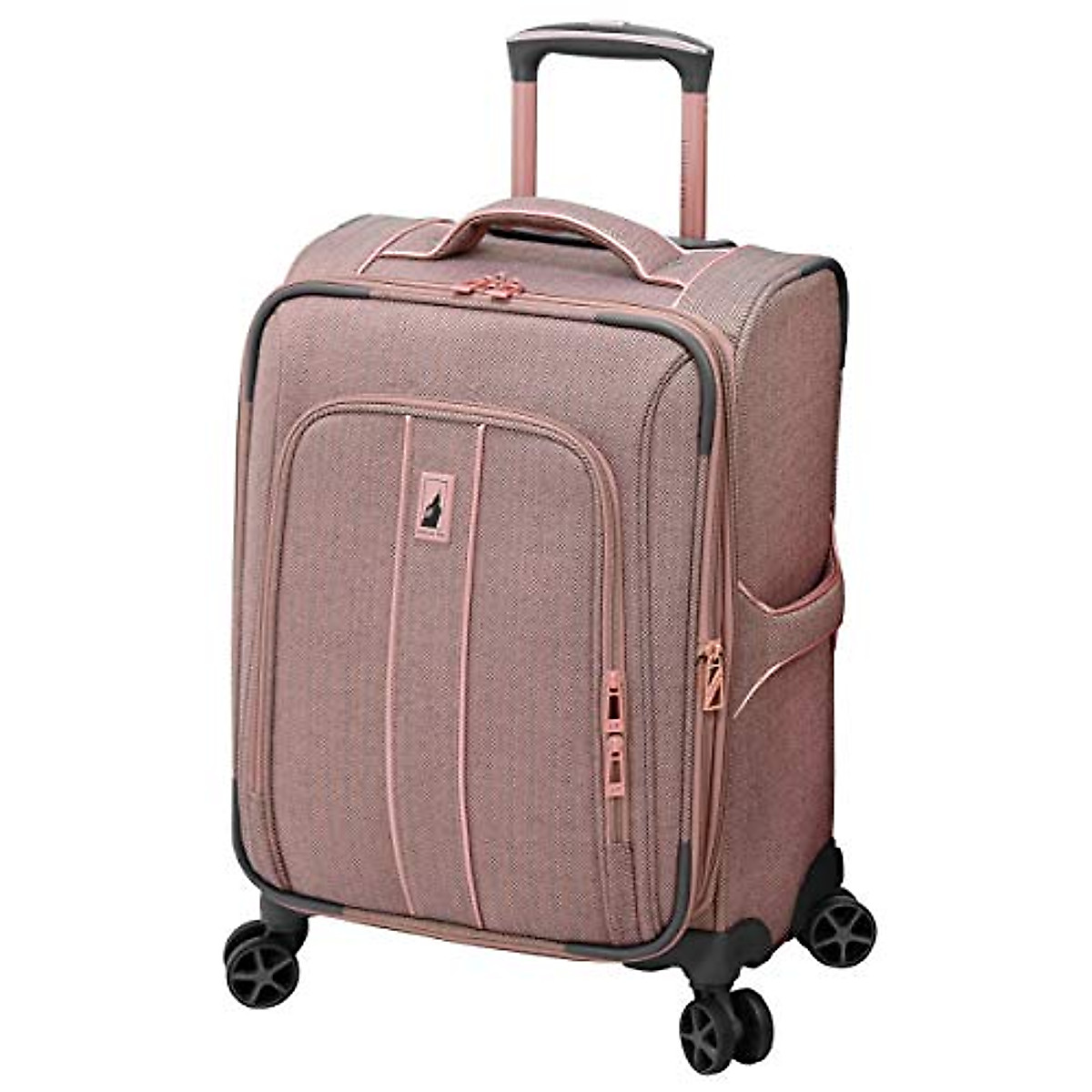 LONDON FOG Newcastle Softside Expandable Spinner Luggage, Rose Charcoal Herringbone, 4 Piece Set
