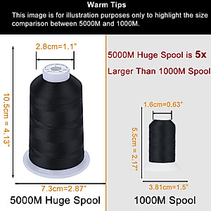 Simthread Embroidery Thread 5500 Yards White 001, 40wt 100% Polyester for Brother, Babylock, Janome, Singer, Pfaff, Husqvarna, Bernina Machine