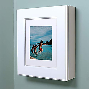 Fox Hollow Furnishings Picture Perfect Medicine Cabinet - a Wall-Mount Picture Frame Medicine Cabinet (Shaker White)