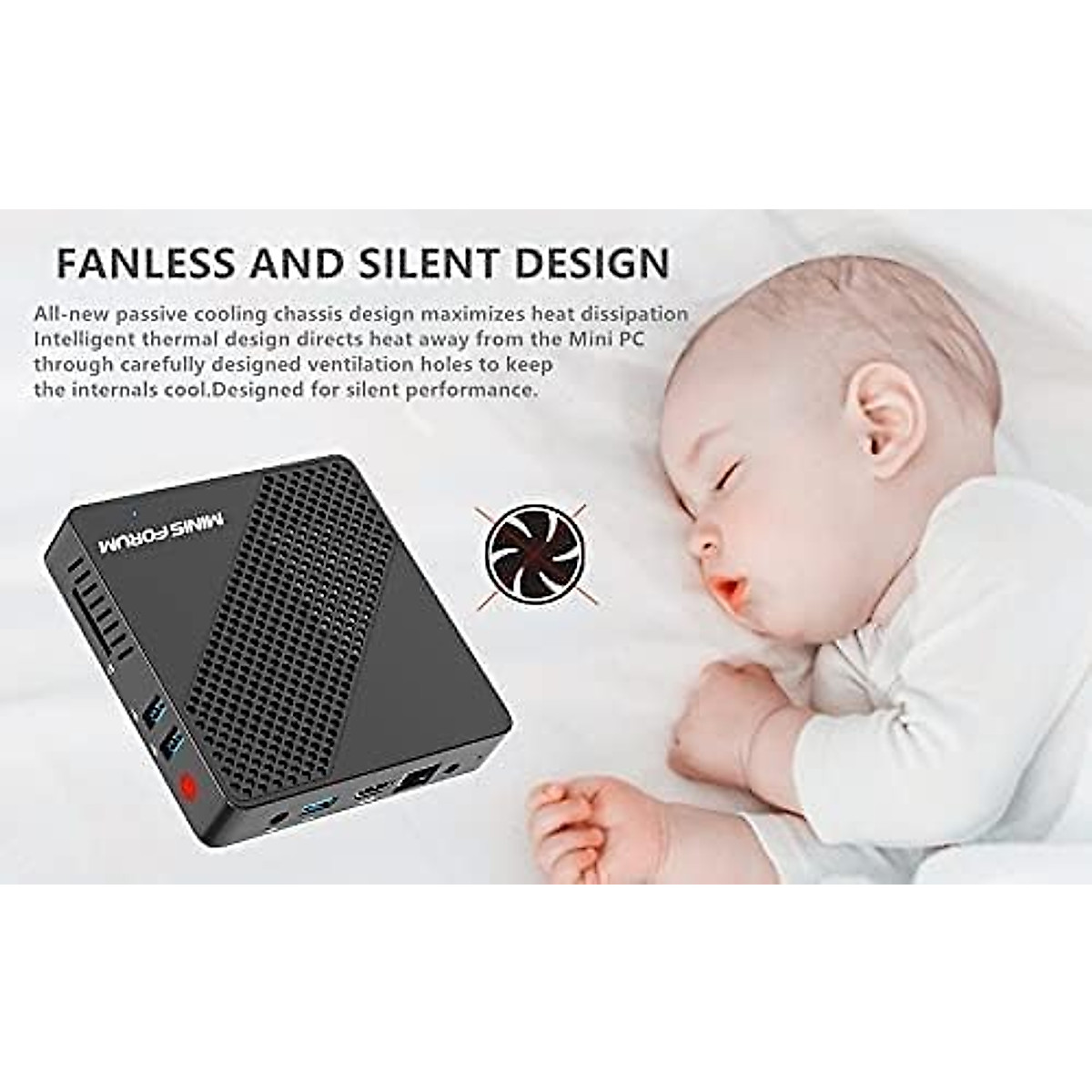 N40 Mini PC Fanless Celeron N4020,up to 2.8GHz with 4GB DDR4/64GB eMMC RAM Mini Desktop Computer, Support 4K UHD, VGA Port,2.4G/5.8G WiFi&BT4.2,3xUSB3.0 Ports,1x SD Card Slot for Business Home Office