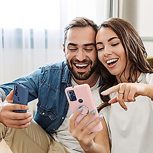 for Motorola Moto G Play 2023 | G Power 2022 | G Pure 2021 Case: with 2 Pack Tempered Screen Protector & Built in 360° Adjustable Ring Kickstand Shockproof Protection Soft TPU Silicone Phone Cover