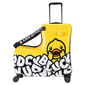 AO WEI LA OW Travel Suitcases PC Kids' Luggage Suitcase with Wheels Ride-On Rolling Trolley Case Fits to Kid 6-12 Years Old (Checkd-24-Inch)