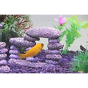 AQUA KT Aquarium Landscape Cobblestone Stacked Stones for Cichlid Fish Hiding Betta Hideout Tank Decoration, Pack of 2