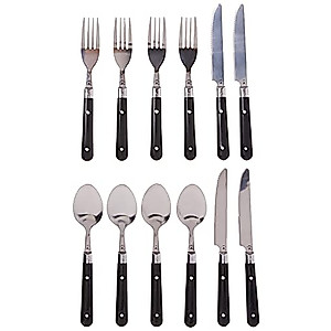 Coleman Stainless Steel Flatware Set with Plastic Handles, 12-Piece , Black