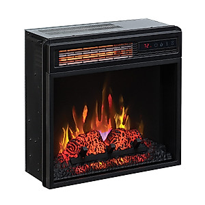 ClassicFlame 18" Infrared Quartz Electric Fireplace Insert with Safer Plug, Black