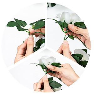 GIZIUXNE 2PCS Artificial Flowers Fake Roses Vine Plants Garland Hanging for Home Party Wedding Arch Garden Hotel Office Decor 15FT (White)…