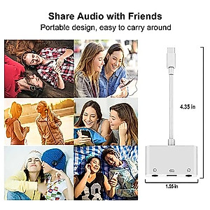 USB C to Dual 3.5mm Headphone Adapter 3-in-1 Type C to Headphone Jack Splitter with Fast Charging Port USB C to Dual Earphone Converter Compatible with iPad Pro Galaxy Pixel HTC etc