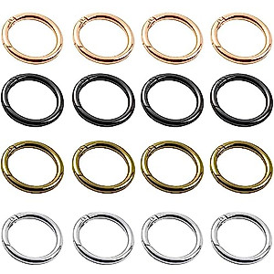 Jomevia Spring O Rings, 3/4 inch Alloy Trigger Round Carabiner Clip Snap Buckles for Keyrings Buckle, Bags,Purses（Assorted Color, 16 pcs