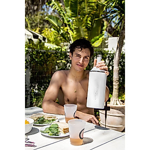 Vinglacé Wine Bottle Chiller- Portable Champagne Insulator- Stainless Steel Wine Cooler Sleeve, White