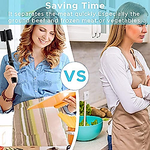 FENDIC Meat Chopper, Heat Resistant Hamburger Chopper, Non Stick Nylon Meat Chopper for Ground Beef, Hamburger meat, Ground Turkey, Ground Beef Smasher & Ground Meat Chopper, Potato Masher - Black…