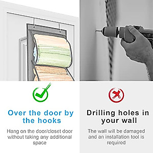 Towel Storage with 5 Pockets, Bath Towel Organizer for Rolled Towels Large Capacity Over The Door Towel Rack Bathroom Towel Holder Space Saving for Large Towels/Bathrobe/Thin Blanket, RV-Grey