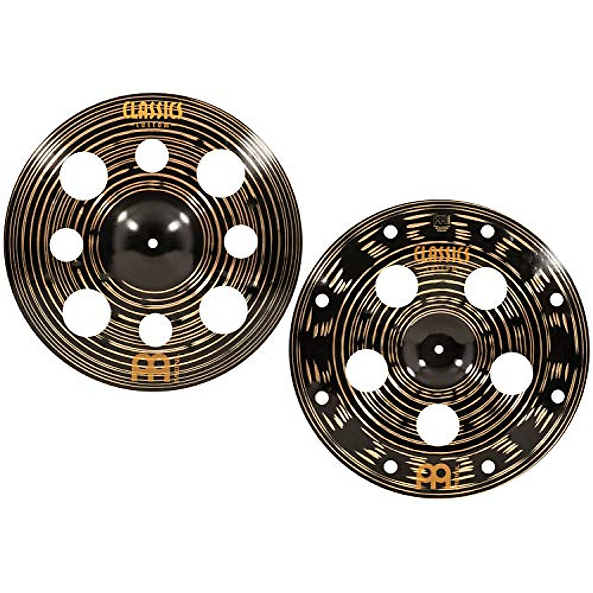 Meinl Cymbals Classics Custom Dark 16" Trash Stack Cymbal for Drum Set, Pair — Made in Germany — B12 Bronze, 2-Year Warranty (CC-16DASTK)