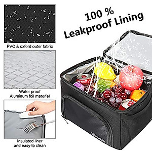 SEEHONOR Insulated Lunch Bag, 18L Leakproof Reusable Large Capacity Bag with Adjustable Strap, Three Deck Lunch Box for Office Camping Hiking Outdoor Picnic Beach