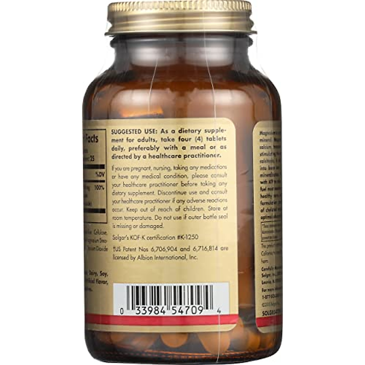 SOLGAR Chelated Magnesium Tablets, 100 Count