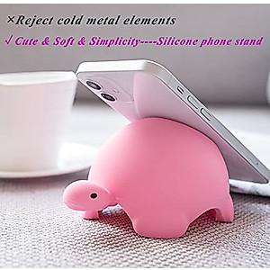 Cute Phone Stand for Desk, Soft Silicone Desktop Phone Holder iPhone Stand - Creative & Fun Design - Put from Any Angle, Animal Cell Phone Stand Suitable for All Smartphones (Pink)