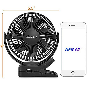 Gazeled Battery Operated Fans for Camping, Battery Powered Fan with Clip, Timer, 3 Speeds, 6700mAh Rechargeable Stroller Fan, Portable Fan with Strong Clamp, Quiet Desk Fan for Home,Office,Black