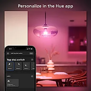 Philips Hue Wall Tap Dial Light Switch, Installation-Free, Smart Home, Exclusively for Philips Hue Smart Lights, Black, 2-Pack