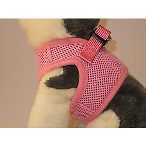 Snazzi Pet Soft Mesh Comfy Step in Dog Vest Harness Tiny XS Small Med Dogs 2-16 lbs Teacup Mini Toy Puppy (Baby Pink, SM 12.5"-13.5" 5-6.5 lbs)