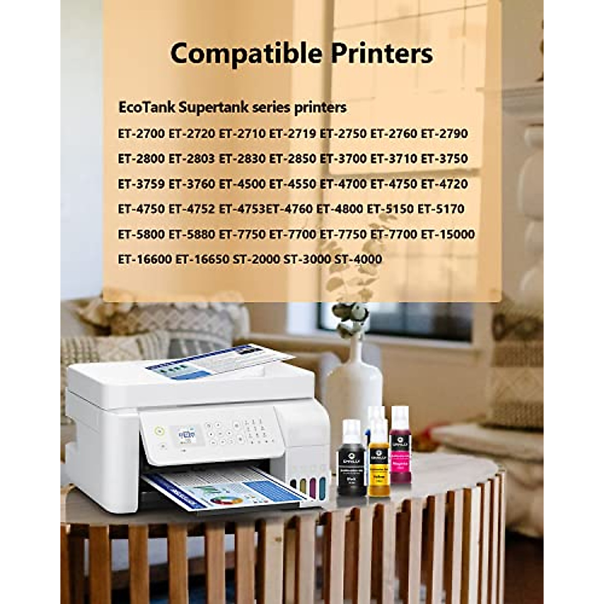 Chailly 527ML Sublimation Ink for Epson EcoTank Supertank Inkjet Printers ET-2720 ET-2750 ET-2760 ET-2800 ET-2803 ET-3760 ET-4700 ET-4800 ET-15000/ Upgrade Version (B/M/C/Y/Printhead Cleaning Kit)