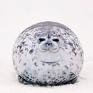 PINEAPPLE Chubby Blob Seal Plush Pillow, Cute Stuffed Animal Seal Plushie Toy, Cotton Plushy Ocean Gray Large (23.6 inch)