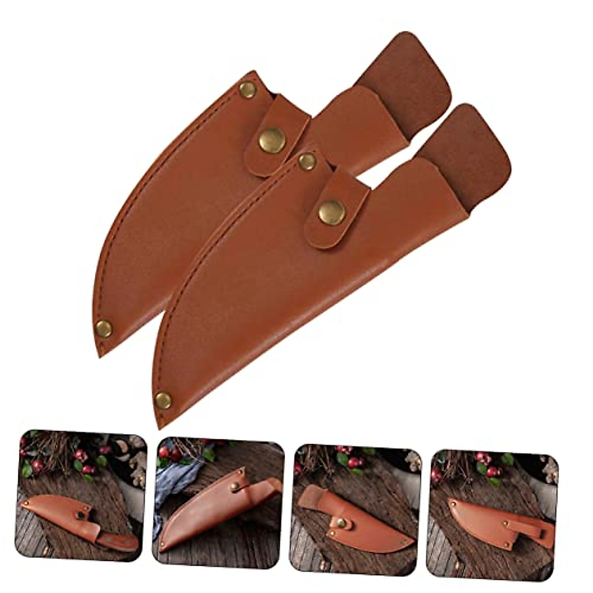 UPKOCH 4 pcs Scabbards Leather Cover Blades Protector or Portable Sleeves Sheaths Sheath Camping Heavy Reusable Hef Cutters Protectors Case Household Scabbard Universal Brown Chef