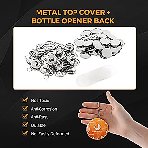 BEAMNOVA Metal Button Parts Supplies 100 Set of 58mm / 2.28 in (2-1/4 inch) Keychain Bottle Opener for Button Maker Machine, Every Set Includes Metal Bottom, Top, Chain & Plastic Film