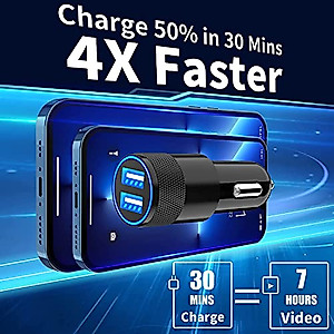 [Apple MFi Certified] iPhone Fast Car Charger, 2Pack Coiled Lightning Cable for Car and 4.8A/24W Dual Port USB Car Charger Adapter Quick Charging Compatible with iPhone 14/13/12/11Pro Max/X/XS/XR/8/7