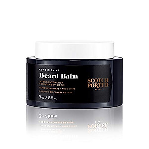 Scotch Porter Conditioning Beard Balm for Men | Hydrates, Smooths, Adds Shine & Tames Flyaway Hair | Formulated with Non-Toxic Ingredients, Free of Parabens, Sulfates & Silicones | Vegan | 3oz Jar