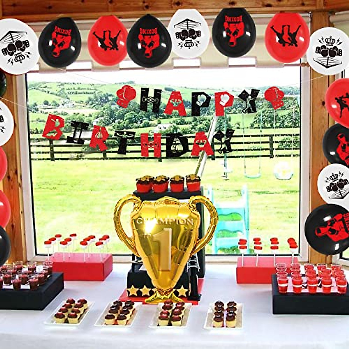 Boxing Birthday Party Decorations, Boxing Birthday Banner Cake Topper Balloons, Fight Sports Wrestling Party Supplies Boxer Boxing Match Theme Party Supplies