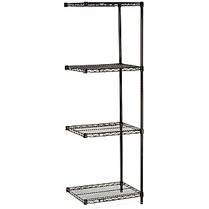 Global Industrial 5 Tier Black Epoxy Wire Shelving Add-On Unit, 72" W x 24" D x 86" H